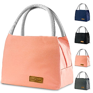 Mziart Lunch Bag for Women Men Reusable Lunch Bags Simple Lunch Tote Bag Modern Insulated Lunch Box Food Container Lunch Cooler Bag for Work Office Travel Picnic (Pink)