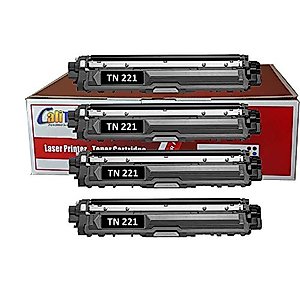 Calitoner Compatible Laser Toner Cartidges Replacement Brother TN221 TN225 for Brother MFC-9130CW, MFC-9330CDW, MFC-9340CDW, HL-3140CW, HL-3170CDW (4 Black)