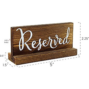 Darware Wooden Reserved Signs for Tables (6-Pack, Brown); Rustic Real Table Signs with Sign Holders for Weddings, Special Events, and Restaurant Use