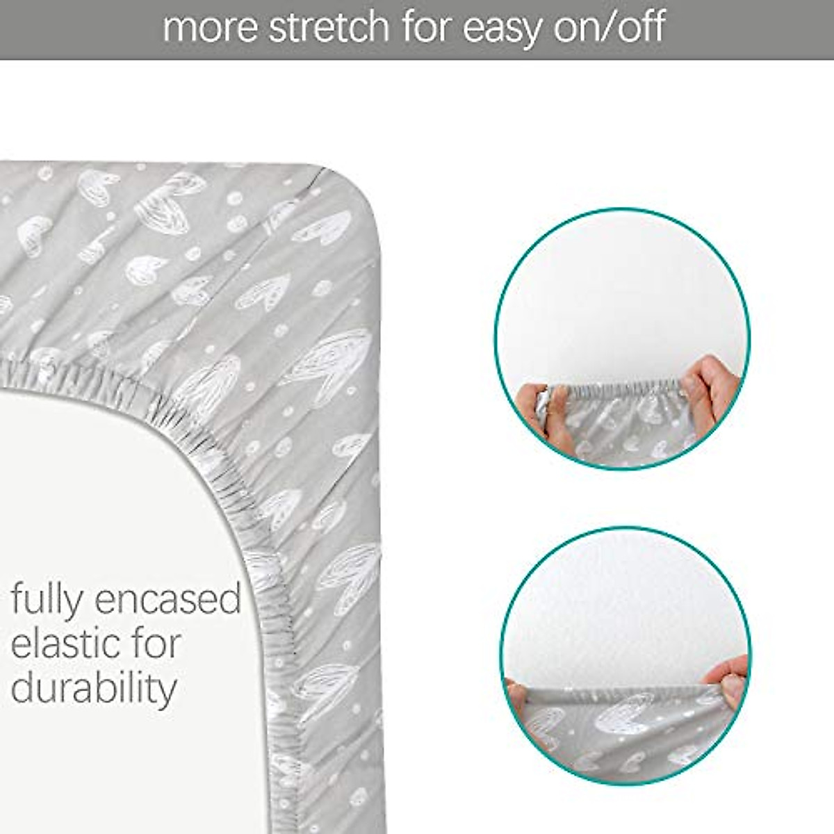 3 Count Changing Pad Liner, Waterproof Larger Changing Pad Cover 28" X 15", Cotton Flannel (Solid Improved Thickness) / Changing Pad Cover,100% Cotton Jersey Knit, Grey/White, 2 Pack