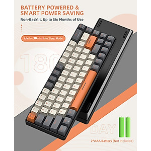 ZIYOU LANG RK68 60% Wireless Mechanical Keyboard, Bluetooth 5.0/2.4Ghz Dual Mode 2-in-1 USB-C Receiver Mini Mechanical Keyboard, Hot Swappable Red Switch Gaming Keyboard for PC/MAC/Laptops