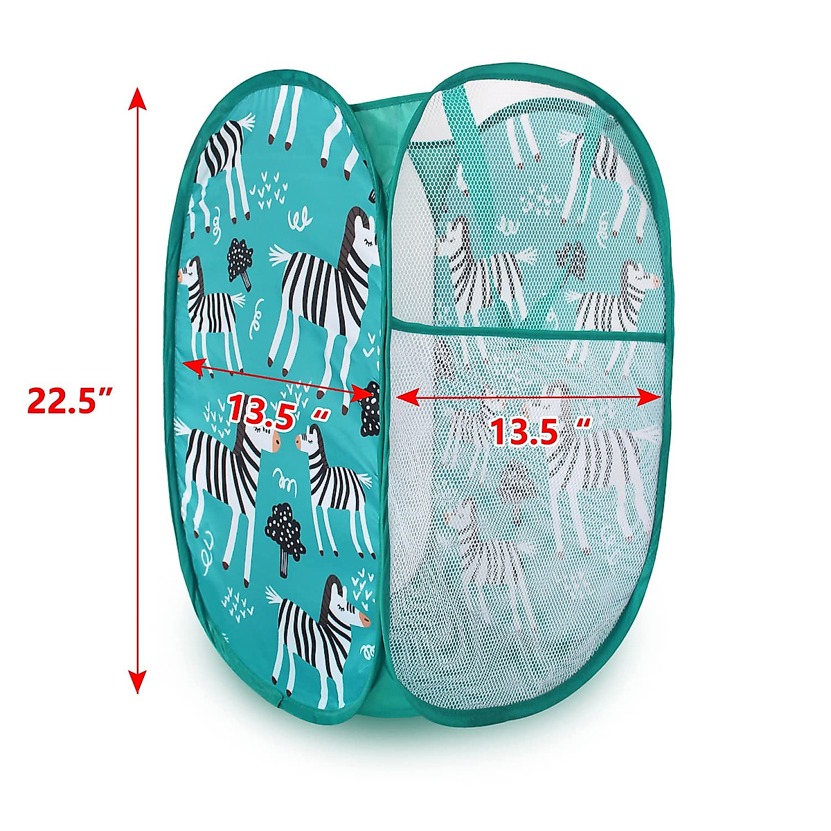 WEI LONG Mesh Popup Hamper-Foldable Lightweight Basket for Washing-Durable Clothing Storage for Kids Room,Students College Dorm,Home,Travel & Camping-Pop-up Clothes Hamper (Peacock Blue Dolphin)