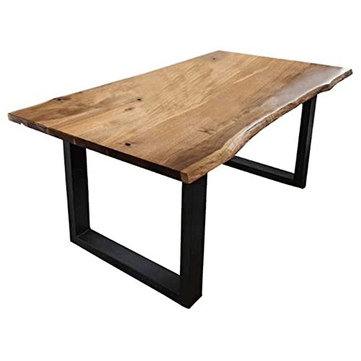 LAKIQ Industrial Solid Wood Dining Table Farmhouse Rectangle Kitchen Dining Room Table Living Room Coffee Table with Metal Double Pedestal-Table Only (47.2" L x 23.6" W x 29.5" H)
