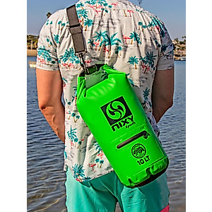 NIXY Waterproof Dry Bag 10L Roll Top - Lightweight and Durable for Paddleboarding, Kayaking, Hiking, Camping, Boating, Beach, Swimming, Sailing, and More - Green, 10L