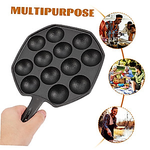 BIUDECO Electric Griddle Baking Grill Skillet Dish Maker Outdoor Pans Plate Gadget Compartment Nonstick Octopus Oyster Iron Meat Snail Barbecue Tray Restaurant Cast Mushroom Pan Holes Metal Tray