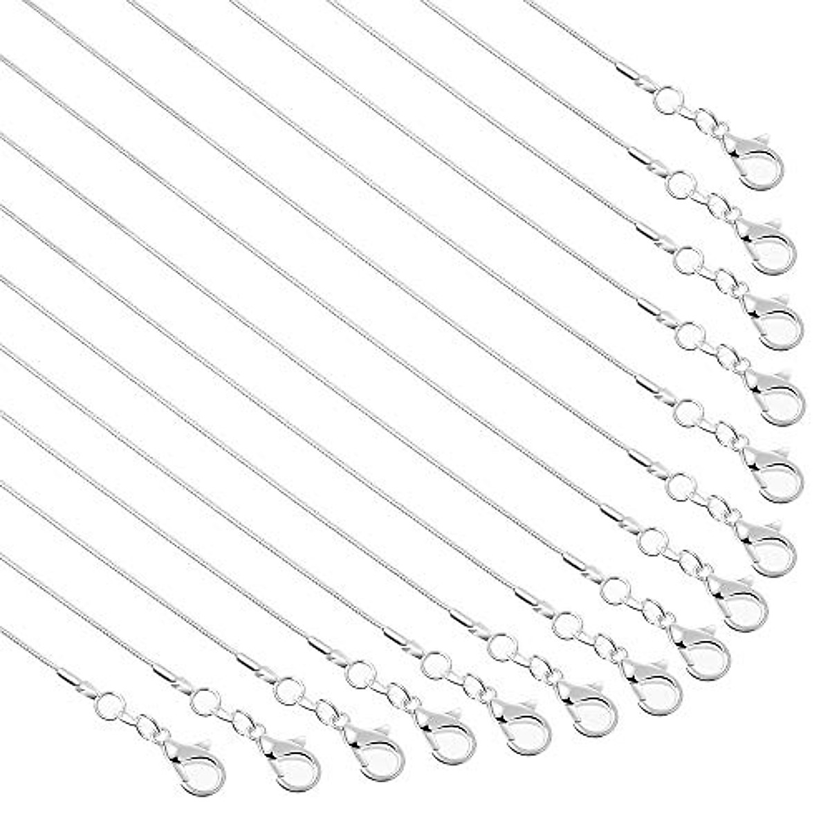 PAXCOO 30 Pack Necklace Chain Silver Plated Necklace Snake Chains Bulk for Jewelry Making, 1.2 mm (18 Inches)