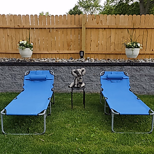 Goplus Tanning Chair, Folding Adjustable Patio Lounge Chair with Face Hole, Removable Pillow, 331LBS, Carry Strap, Outdoor Sunbathing Chair, Lightweight Portable Beach Lounge Chair for Pool Lawn Adult