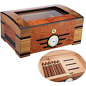 MYSGYH YANGPIN- Cigar Humidor Box with Hygrometer and Humidifier, Crude Wood Desktop Cigar Cases Decorative Box BMZDXJG-0