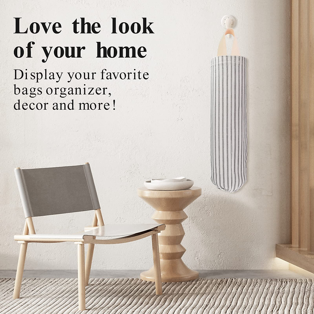 TOGETRUE Plastic Bag Holder, Wall Mount Grocery Bag Holder, Reusable Trash Bag Organizer for Home Kitchen Pantry Decor (Gray)