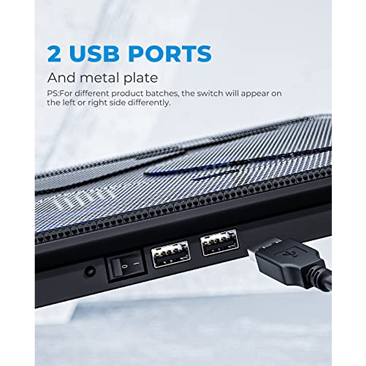 havit HV-F2056 15.6"-17" Laptop Cooler Cooling Pad - Slim Portable USB Powered (3 Fans), Black/Blue