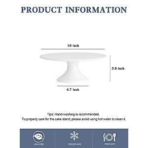 Kanwone 10-Inch Porcelain Cake Stand, Cake Plate, Dessert Stand, Cake Stand for Party, Home Decorating Stand, White