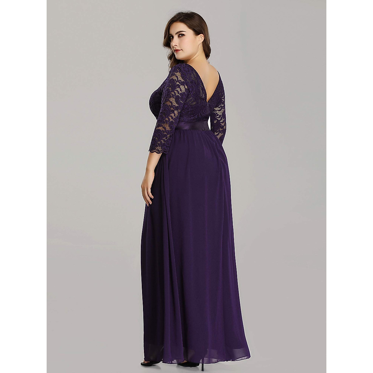 Ever-Pretty Womens Plus Size Lace Evening Formal Dress Elegant Lace Dresses Dark Purple US 20