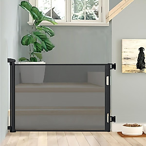 Fijinhom Retractable Baby Gate Indoor Outdoor Safety Gate for Baby and Dog Gate Extends to 55'' Wide 35'' Tall Child Safety Gate Mesh Gate for Stairs, Door