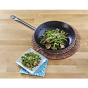 Imusa LCI-19006 Light Cast Iron Pre-seasoned Non-Stick Saute HandlesSaute Pan with Stainless Steel Handles, Black, 9.5-Inch