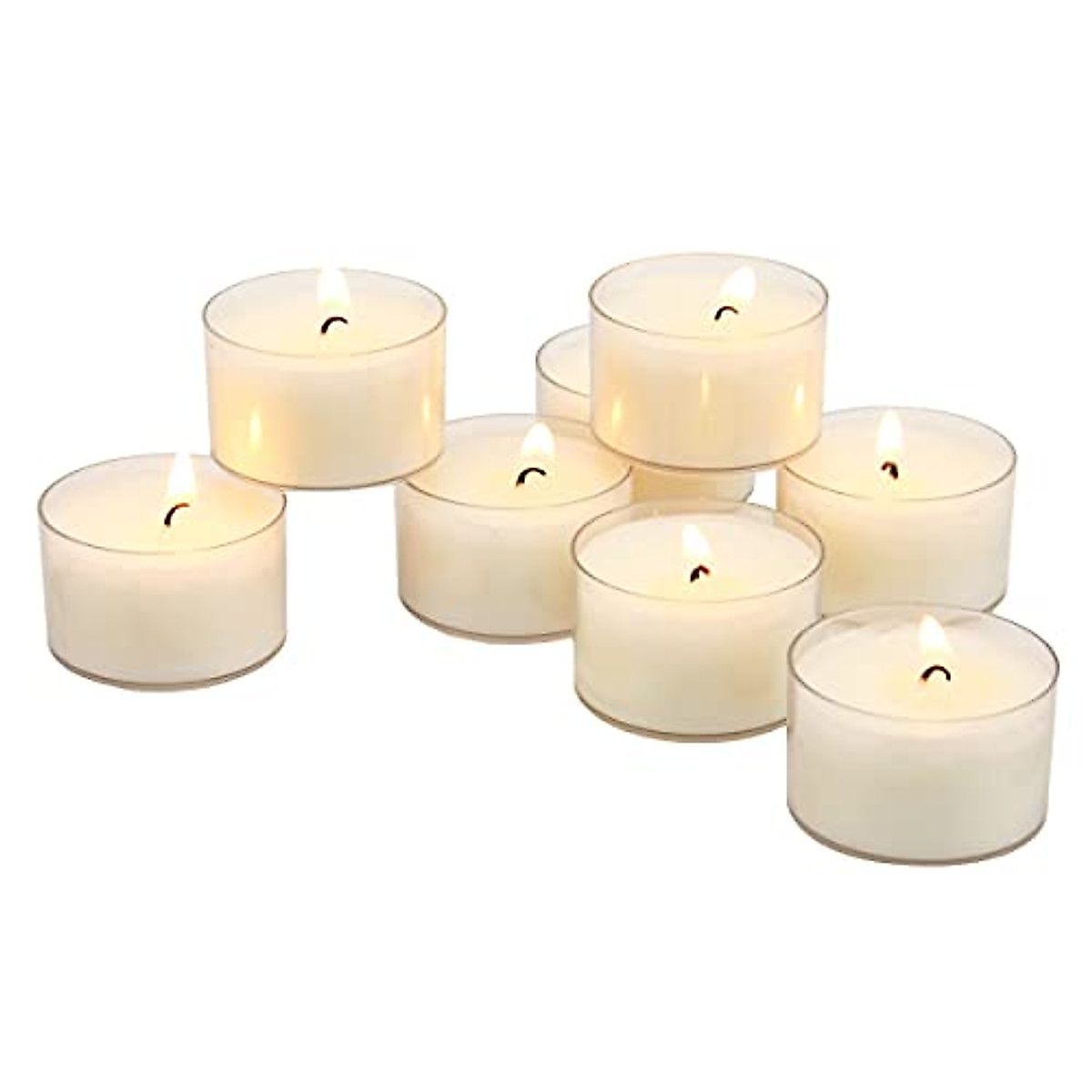 Stonebriar 192 Pack Unscented 6 to 7 Hour Extended Burn Time Clear Cup Tea Light Candles & Long Burning Tea Light Candles, 6 to 7 Hour Extended Burn Time, White, Unscented, Bulk 200-Pack (SM-TL200)