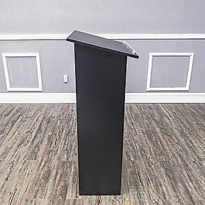 FixtureDisplays® Black MDF Wood Podium Church Pulpit School Lectern Conference Debate Stand 22.83X15.59X44" 10051-BLK