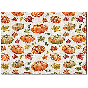 Boho Pumpkin Area Runner Rug Carpet 5'x7',Outdoor Indoor Kitchen Living Room Bathroom Bedroom Washable Bath Rug,Doormat Desk Welcome Floor Door Mat,Thanksgiving Harvest Autumn Fall Leaves Beige