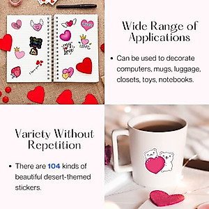100PCS Valentine's Day Stickers, Non-Repeating Vinyl Waterproof Romantic Stickers for Laptops, Gifts, Water Bottles, Scooters, and Valentine's Day Wall, Window Decorations