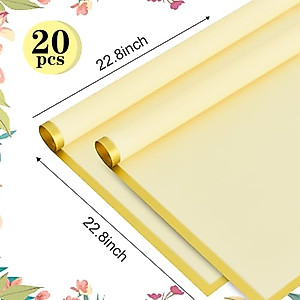 BEISHIDA 20 Sheets Light Yellow Flower Wrapping Paper, Floral Paper, Bouquet Paper, Matte with Black Edges Paper for Graduation Christmas Valentine's Day Birthdays Flowers Bouquet Gift Wrapping