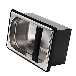 DIBTSA Espresso Knock Box,Stainless Steel Coffee Pucks Container, with Steel Holder and Noise Reduction Rubber Ring (10.94 x 6.88 x 4.25 inch)