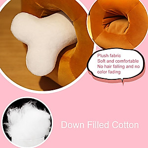 JENPECH Plush Pillow Bone Shape Collectible, Funny Toy Stuffed Cushion for Relaxation, 3D Roast Meat Bone Design Detachable Cartoon Style Sleeping Pillow, Gift for Boys & Girls Brown