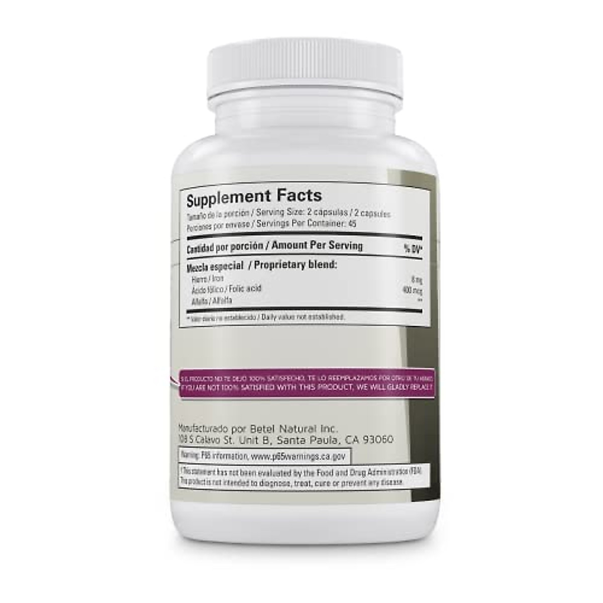 Hierro Reforzado con Alfalfa by Betel Natural - Healthy Globulo Rojo - 90 Caps