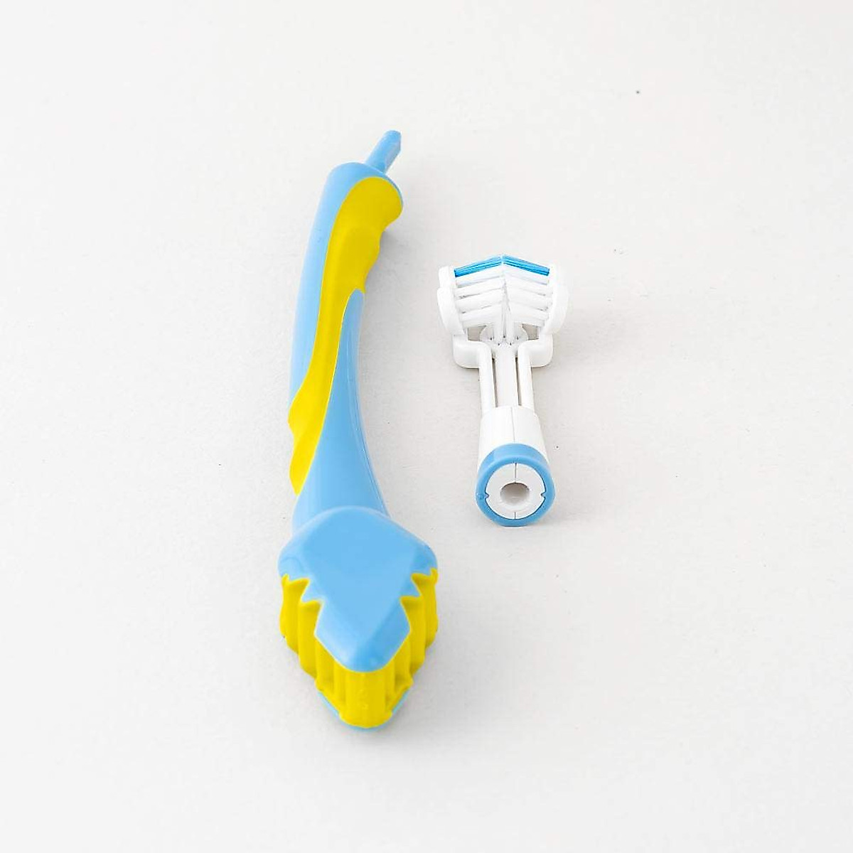 Triple Bristle Brush and Bite Handle Replacement Brush Head Combo | Special Needs & Autism Mouth Prop Toothbrush | Ergonomic Handle w/Bite Block | Patented 3 Head Design | Kids & Adults