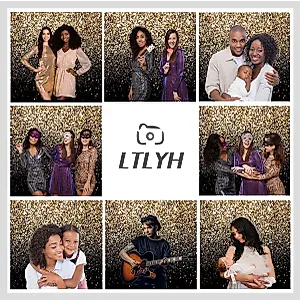 LTLYH 8X8ft Black and Gold Backdrop Golden Spots Backdrop Vinyl Photography Backdrop Vintage Astract Background for Family Birthday Party Newborn Studio Props 129……