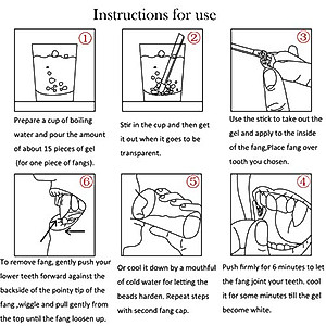 Gustum 2 Different Vampire Fangs Teeth with 1 Tube Teeth Pellets Adhesive, 2 pairs Fairy Pixie Elf Ears, Halloween Horror Party Cosplay Costumes Accessory Prop Decoration