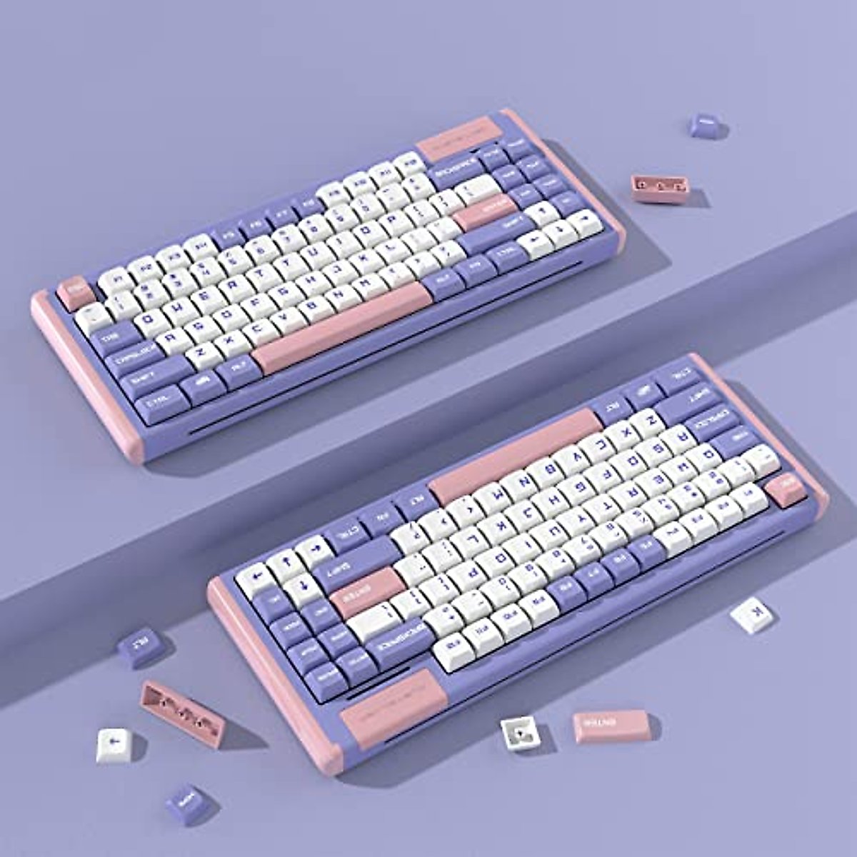 DUSTSILVER Wireless Keyboard Mechanical Gaming Keyboard Hot-swappable RGB Backlit Supports BT 5.0/2.4G Wireless/Wired 3 Modes Brown Switch 84 Keys Programmable Macro for Windows/MacOS Lilac