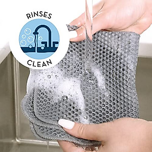 S&T INC. Mesh Dish Scrubber, Kitchen Dish Cloths for Washing Dishes, Grey, 11.5 Inches x 11.5 Inches, 3 Pack