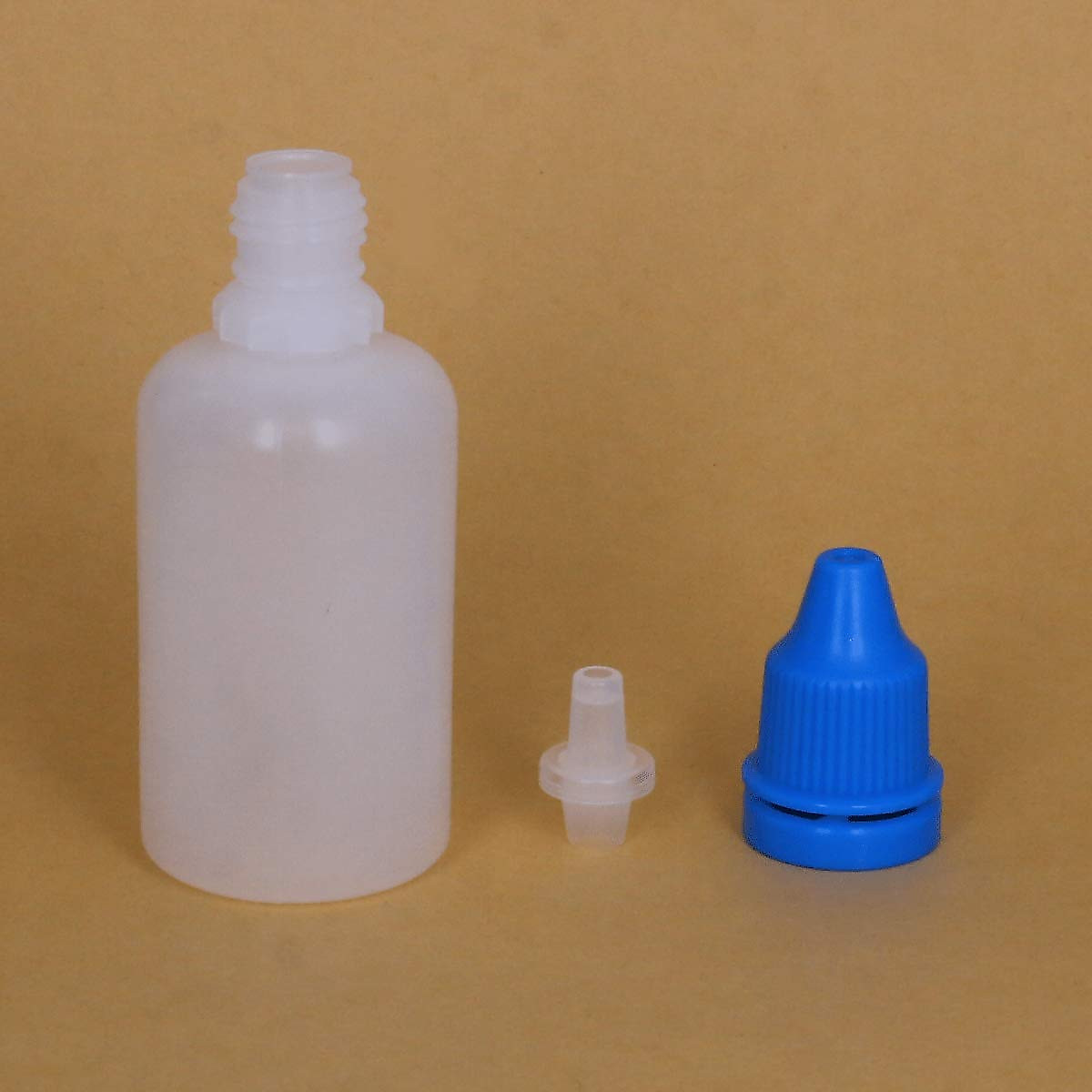 Bettomshin 10Pcs 30ml PE Plastic Squeezable Eye Liquid Dropper Bottles Thin Mouth Lab Reagent Bottle Liquid Sample Seal Sample Storage Translucent Bottle with Blue Cap