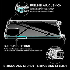 CAROKI Crossbody Case for iPhone 14 Pro, Crossbody Hard PC Phone Cover with Adjustable Nylon Neck Strap Clear Transparent Phone Case for iPhone 14 Pro-Black
