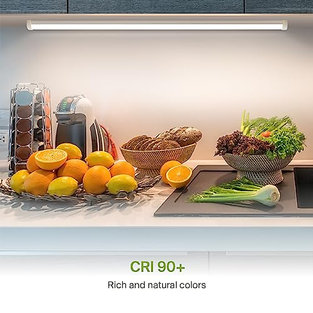 ASD LED Under Cabinet Lighting, 48 inch 24W 1758 LM, Dimmable Hardwired Under Cabinet Lights for Kitchen, 3000K Soft/4000K Cool/5000K Daylight, Under Counter Light Fixtures, ETL Energy Star White