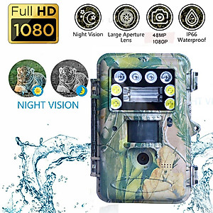 Boly Trail Camera 48MP 1080P Video Game Camera, with White LED/Xenon Flash/Black IR, 2” LCD Display up to 100ft. Detection Range and 90ft. Lighting Range, Against Water & Snow Hunting Cam
