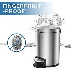 H+LUX Small Trash Can with Lid for Bathroom,Bedroom,Office,Mini Garbage can with Foot Pedal for Small Space, Anti-Fingerprint Brushed Stainless Steel Garbage Can, 0.8Gal/3L