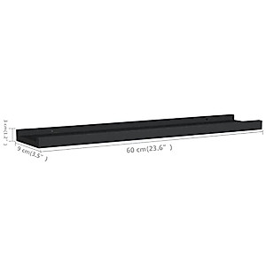 homiuse 2 Pack Floating Shelves 23.6" Wall Shelves for Bathroom Shelf Decor Floating Shelf Bracket Wall Mounted Shelves for Bedroom Picture Frame Ledge Shelves for Wall Storage Small Shelf Black MDF