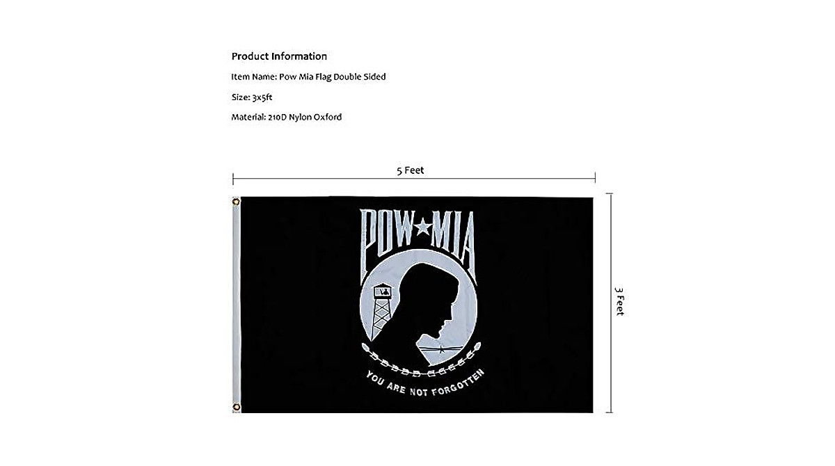 Embroidered POW MIA Flag 3x5 - Heavy Duty Outdoor Nylon