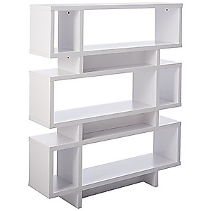Monarch Specialties 2532 Bookshelf, Bookcase, Etagere, 4 Tier, 55" H, Office, Bedroom, Laminate, White, Contemporary, Modern Bookcase-55 Style, 47.25" L x 12" W x 54.75" H