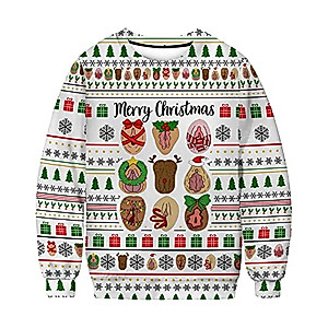 Mens Ugly Christmas Sweatshirt 3D Printed Graphic Sweatshirts Funny Top Crewneck Long Sleeve Holiday Pullover