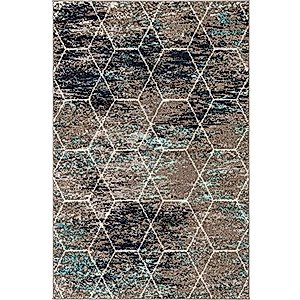 Unique Loom Trellis Frieze Collection Area Rug - Geometric (4' x 6', Blue Multi/ Ivory)