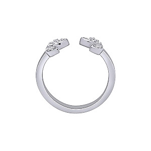 Natural Diamond Accent Open Leaf Wedding Band Ring in 14k White Gold Plated 925 Sterling Silver (0.05 Cttw, I-J Color, I2-I3 Clarity) Ring Size-7