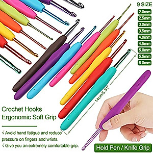 Coopay 58 Piece Crochet Kit with Yarn and Knitting Accessories Set, Cute Knitting Kit for Beginners Include Soft Grip Crochet Hooks, Lace Crochet Needles, Crochet Yarn Balls, Cable Needles & More