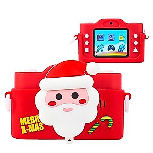 Niaviben Cute Christmas Camera for Kids 1080P HD with 2.0 Inches Color Dual Selfie Video Game Children Camera Gift Red