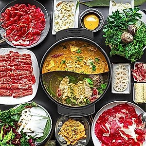 Food Party Electric Non-Stick 6-Quart Hotpot Shabu Pot with Divider