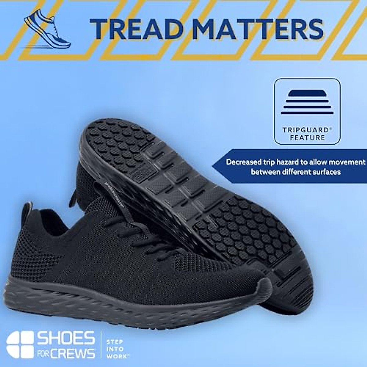 Shoes for Crews Everlight Mens Non Slip Work Shoes - Men's Work & Safety Footwear, Lace-Up Breathable Work Shoes for Men, Zapato de Trabajo para Hombre, Size 7 Black