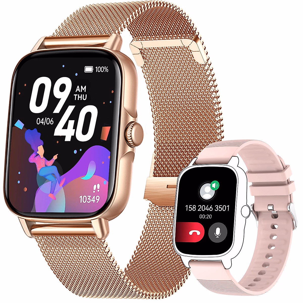 Smart Watch for Women (Answer/Make Calls) 1.69" HD Touch Screen Fitness Tracker with Heart Rate Blood Pressure Sleep Monitor Activity Tracker Sports Watch Compatible with iPhone Samsung Android Phone