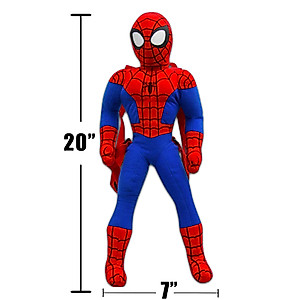 Marvel Spiderman Plushie and Tote Bag Set - Bundle with 20" Spiderman Plush Doll with Carrying Straps Plus Tote Bag, Stickers, and More (Spiderman Gifts)