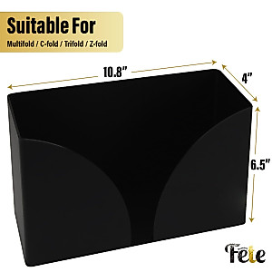 Paper Towel Holder for Bathroom - Acrylic Napkin Holders Great Disposable Hand Towel Tray for Z-Fold, C-Fold, MultiFold Trifold - Bathroom Paper Towel Holder Commercial or Home Use, Black