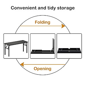 Need Home Office Desk - 60 Inches Large Computer Desk Sturdy Black Table Foldable Desk Gaming Computer Table No Assembly Required AC5CB 60 inch